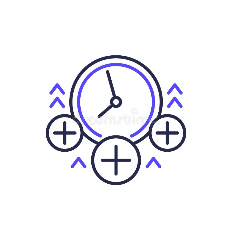 Overtime Icon, Working Over Time Line Vector Stock Illustration ...