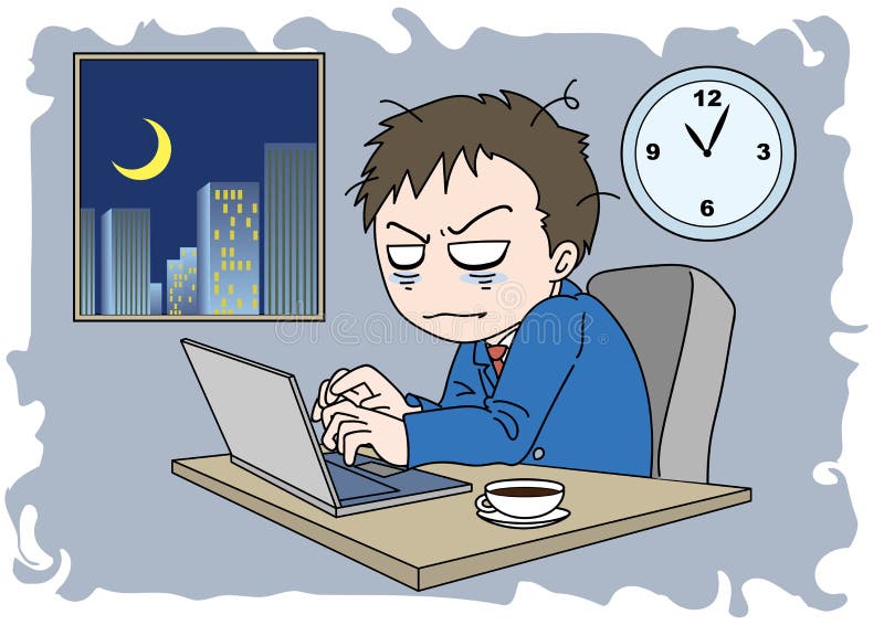 Businessman Cartoon On Work Hard Concept Stock Vector - Illustration of ...