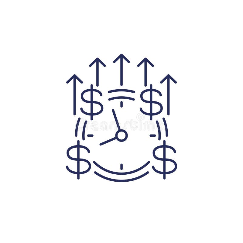 Overtime Pay Line Icon on White Stock Illustration - Illustration of ...