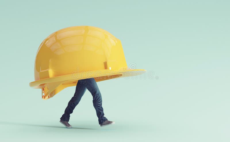 Worker with a Big Oversized Head Stock Illustration - Illustration of ...