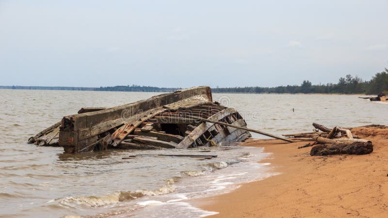 Overturned Boat on Beach Indonesia Stock Image - Image of retro ...