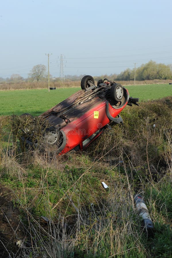 Overturned car stock photo. Image of crashed, crash, police - 18335532