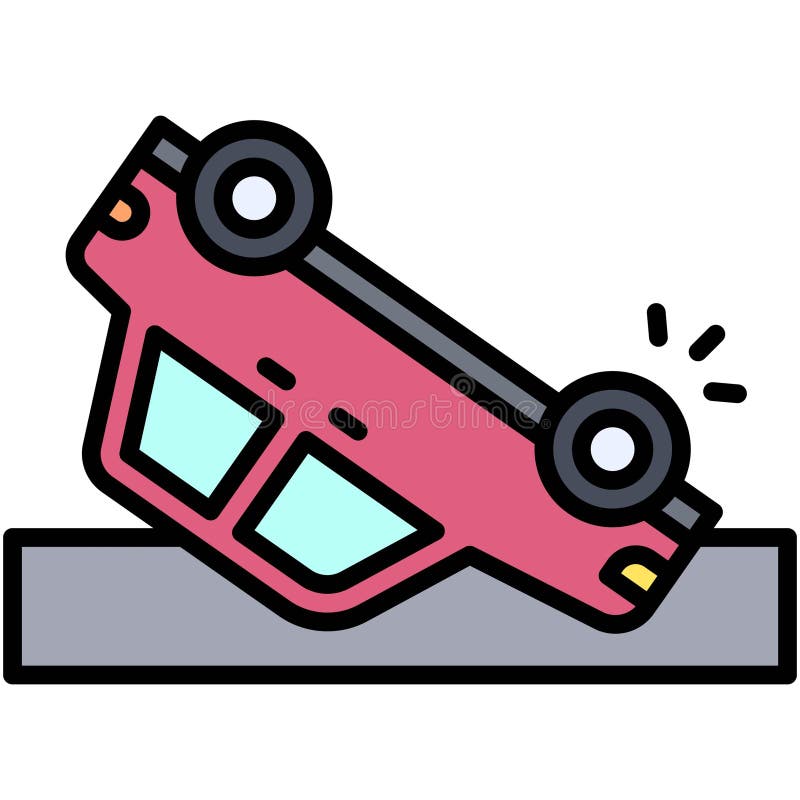 Overturned Car Icon, Car Accident and Safety Related Vector ...