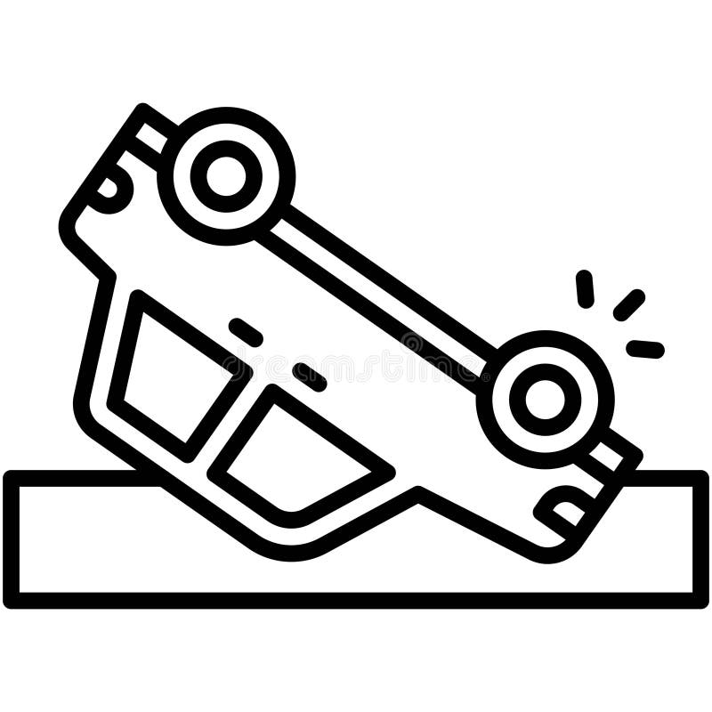 Overturned Car Line Icon, Car Accident and Safety Related Vector ...