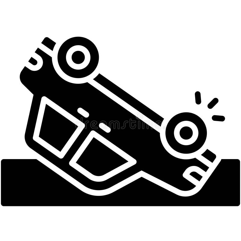 Overturned Car Icon, Car Accident and Safety Related Vector ...