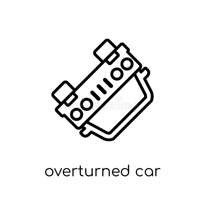 Overturned Car Icon. Trendy Modern Flat Linear Vector Overturned Stock ...