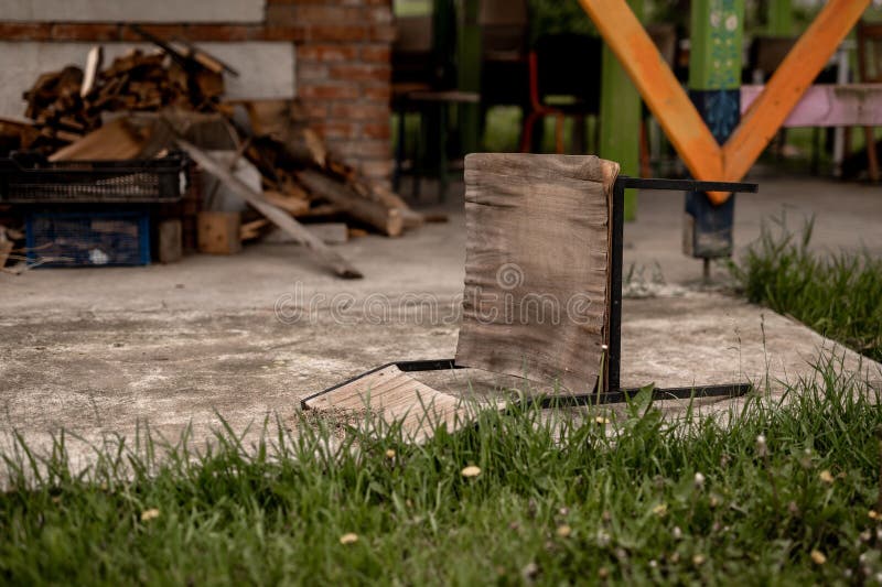 Overturned Chair Laying on Its Side on the Ground Stock Image - Image ...