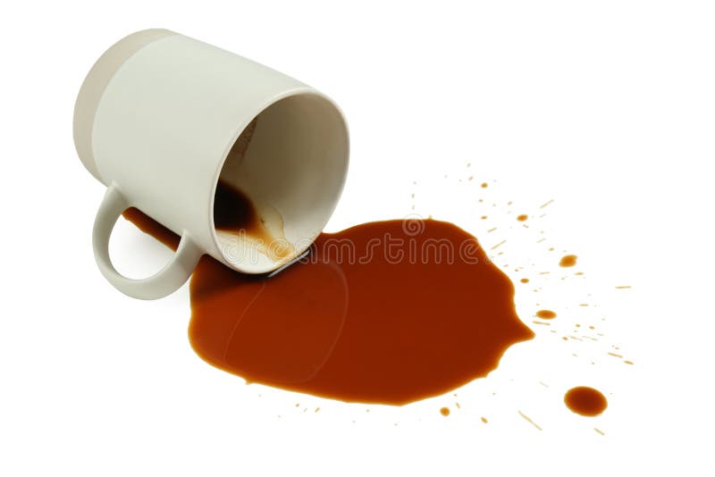 Overturned Cup and Spilled Coffee on White Background Stock Photo ...