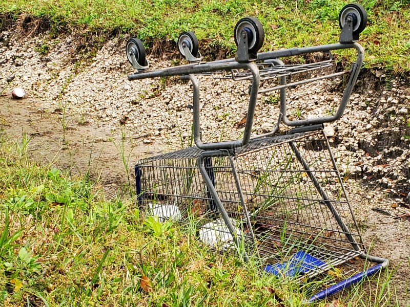 Overturned Shopping Cart in Ditch Stock Image - Image of cart, trail ...