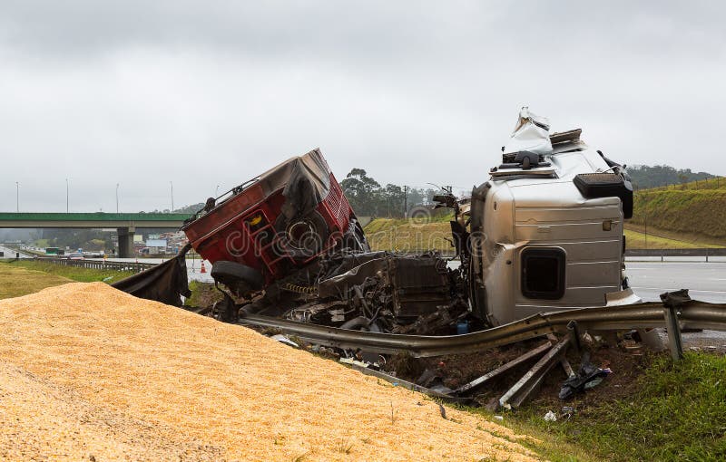 Overturned Truck stock photo. Image of crash, accident - 58422464