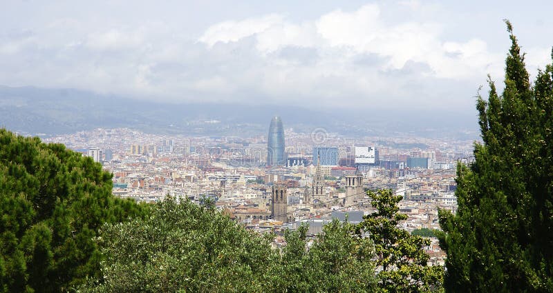 Overview of Barcelona stock image. Image of building - 61527713