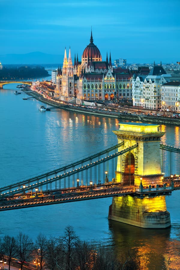 Overview of Budapest at Sunset Stock Photo - Image of riverside, europe ...