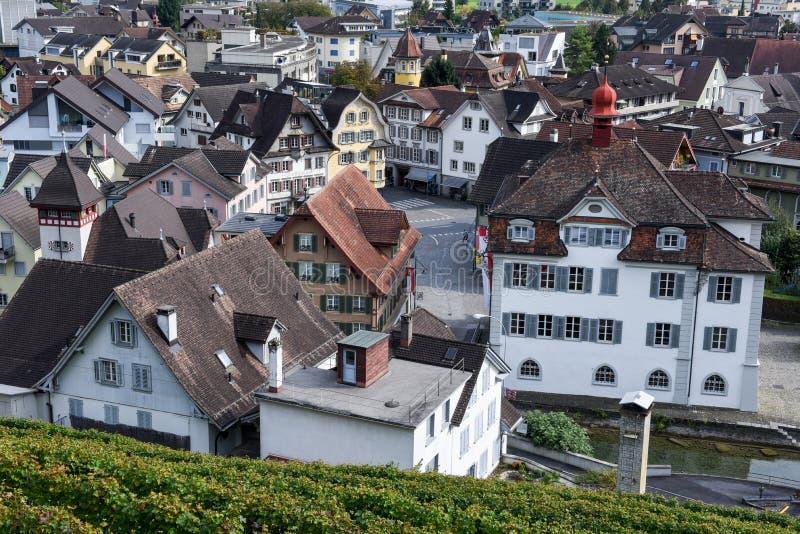 Overview on the Central Square of Sarnen on the Swiss Alps Editorial ...