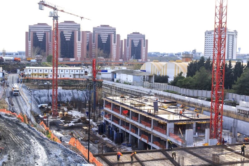 Overview of a Construction Site Stock Image - Image of color, buildings ...