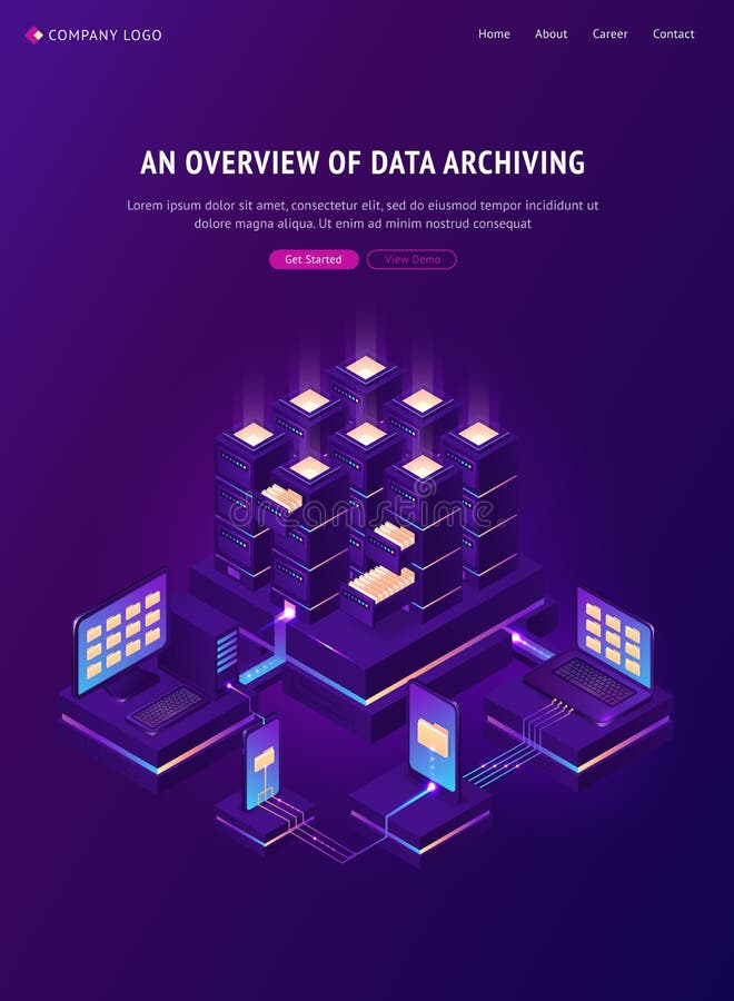 Overview of Data Archiving Banner Stock Vector - Illustration of ...