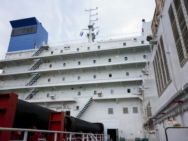Overview of the Deck of a Pipe Lay Vessel. the Ship S Deck. Stock Photo ...