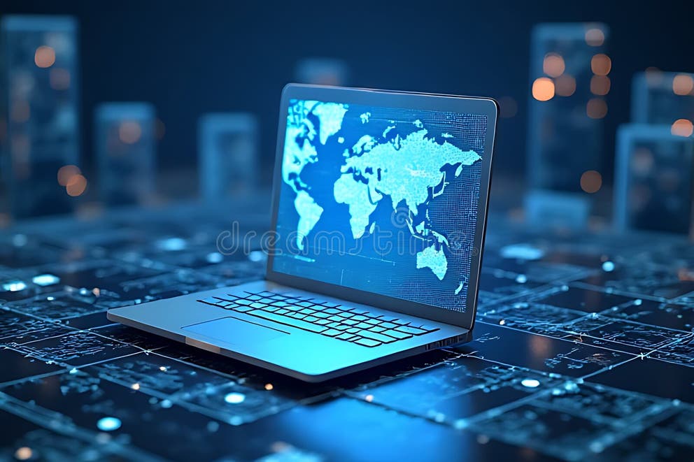 Overview of Digital Mapping Tech Infographic Data and Global Connectivity in Virtual Spaces ...