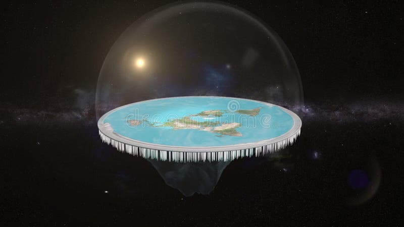 Overview of Flat Earth Slowly Rotating in Space Stock Video - Video of ...