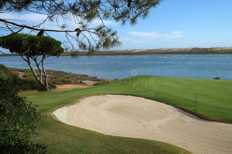Overview of a Golf Course and River Stock Photo - Image of horizon ...