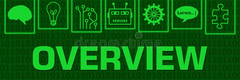 Overview Green Neon Binary Symbols on Top Horizontal Stock Illustration ...