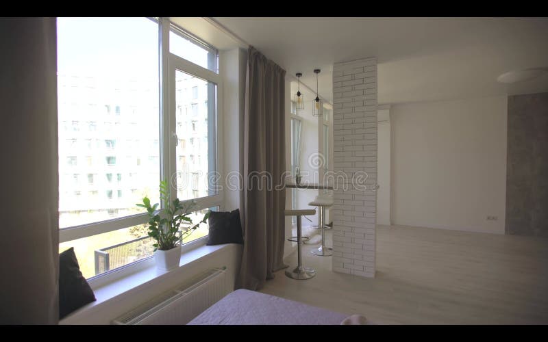 Overview of Interior Apartment, Lounge and Kitchen Stock Footage ...