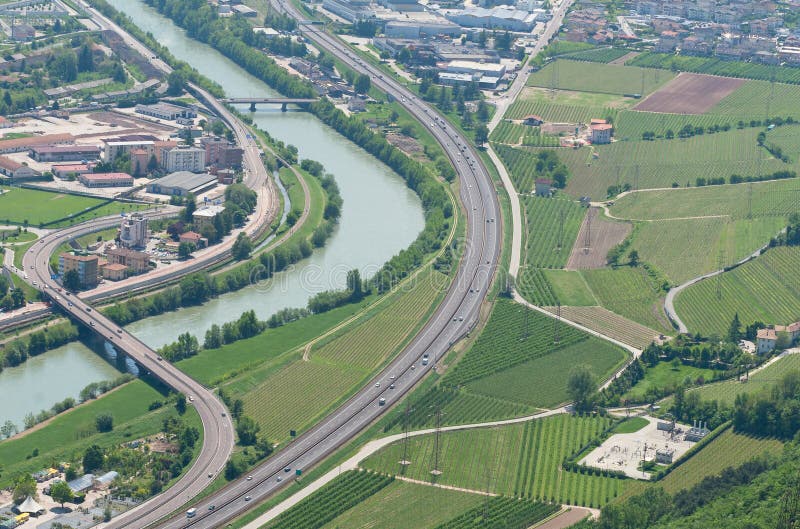 Overview of Highway A15 at the Botlek Bridge Botlekbrug in Dutch Which ...