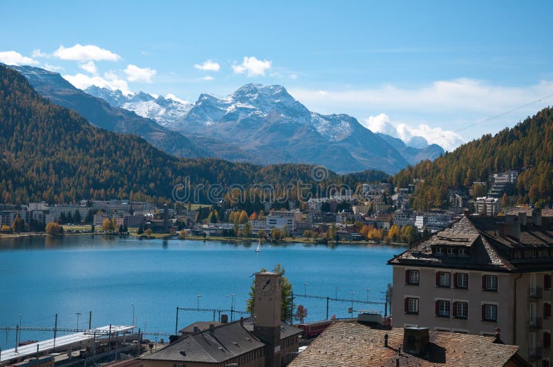 Overview of Lake St. Moritz, Editorial Image - Image of downtown, river ...