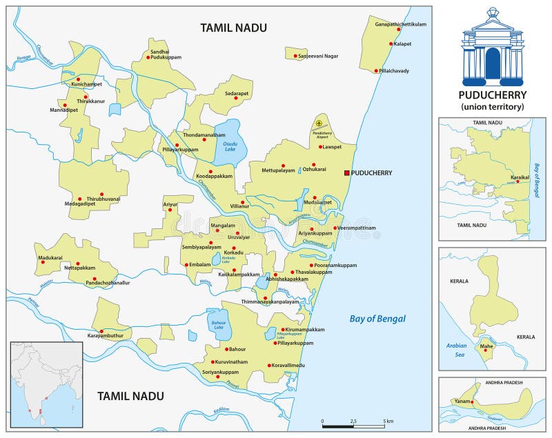 Overview Map of the Indian Union Territory of Puducherry Stock ...