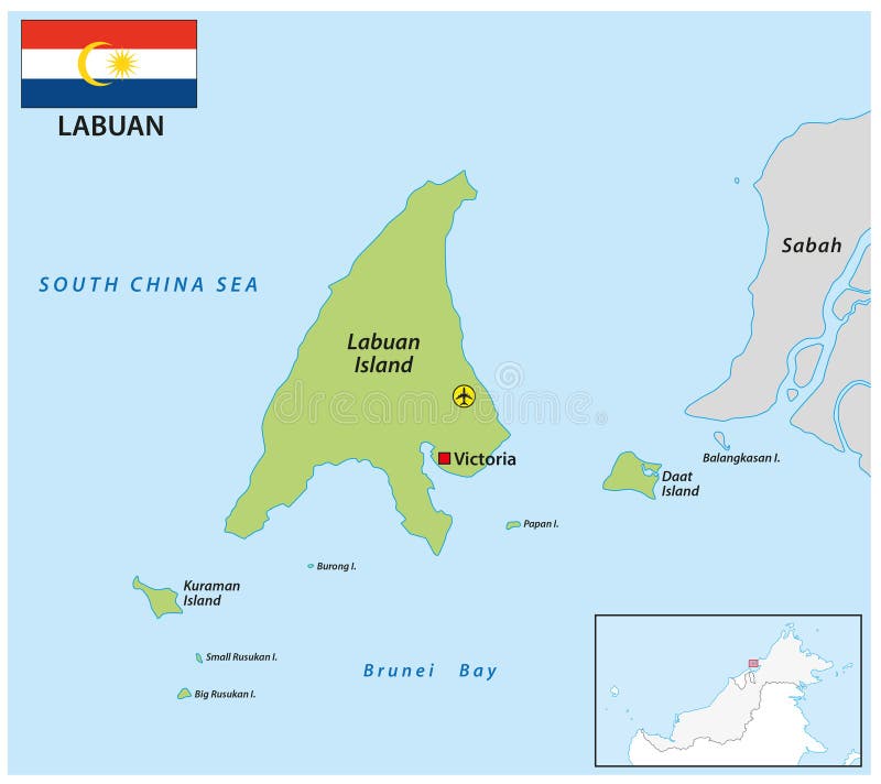 Overview Map of the Malaysian Federal Territory of Labuan Stock Vector ...