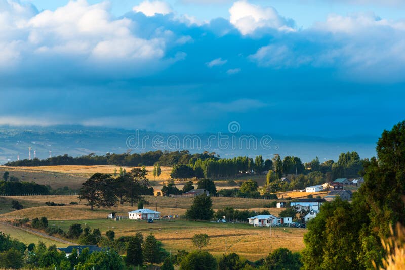 Overview of Meadows Around Chonchi, Chiloe Island Stock Photo - Image ...