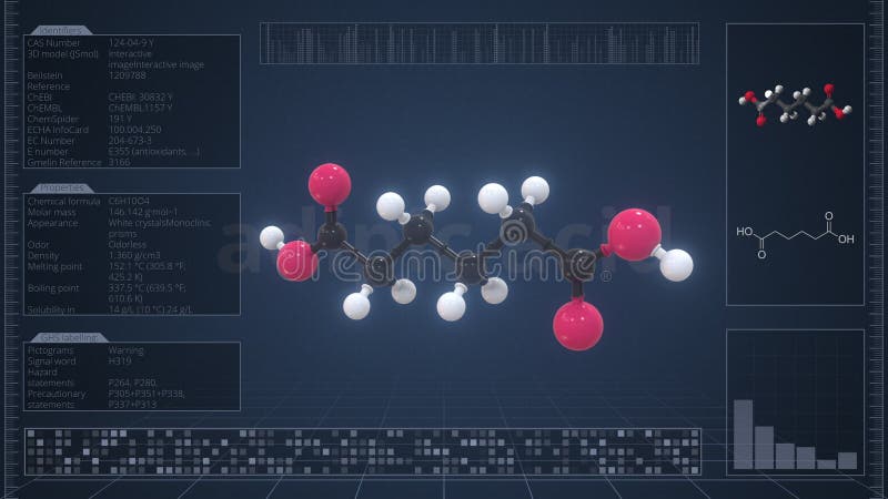 Overview of the Molecule of Adipic Acid on the Computer Screen ...