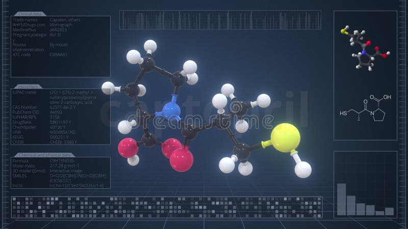 Overview of the Molecule of Procaine on the Computer Screen. Loopable ...