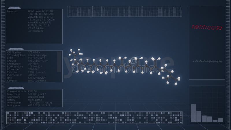 Overview Of The Molecule Of Lycopene On The Computer Screen Loopable 3d Animation Stock Video