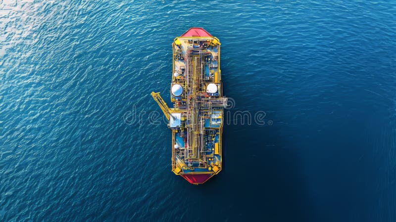 An Overview of an Offshore Oil Platform in the Ocean from the Top Stock ...