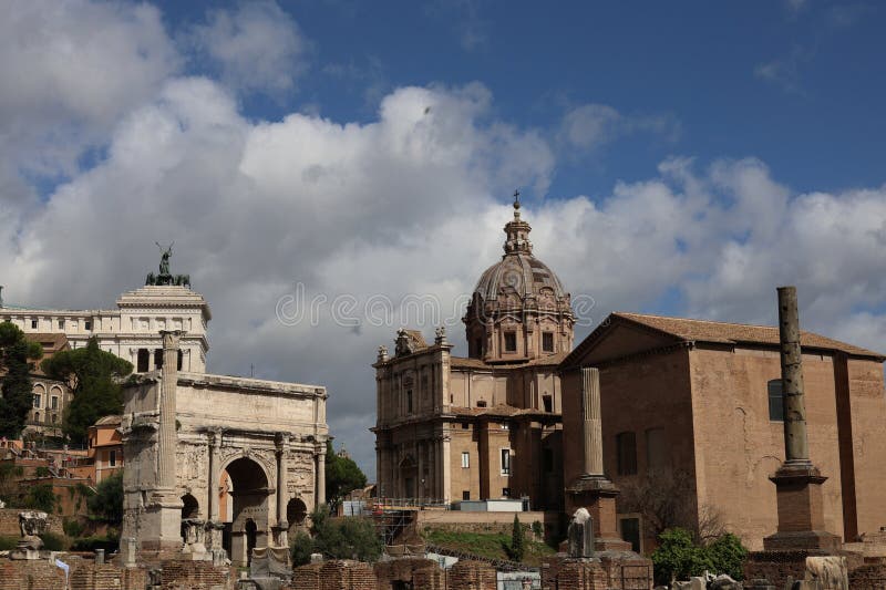 Overview, Roman Forum or Foro Romano , Rome, Italy Stock Photo - Image ...