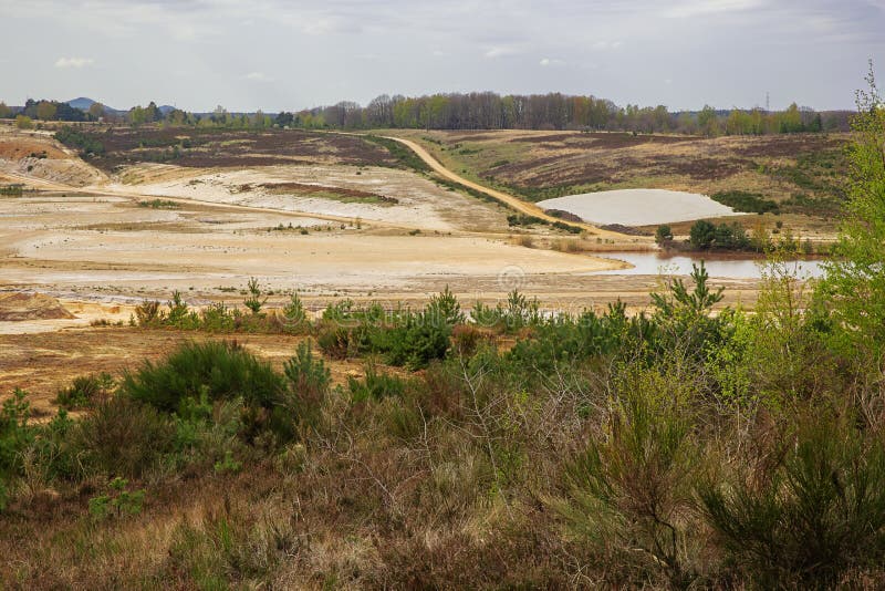 Overview of a sand quarry stock image. Image of angle - 219777021