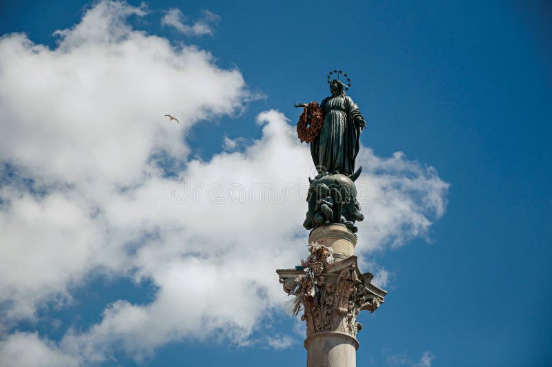 Overview Sculpture Over the Column of the Immaculate Conception in Rome ...
