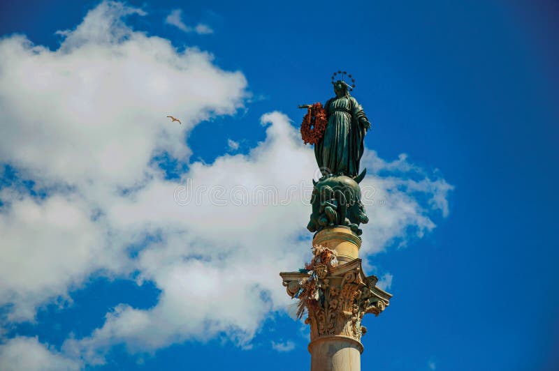 Overview Sculpture Over the Column of the Immaculate Conception in Rome ...