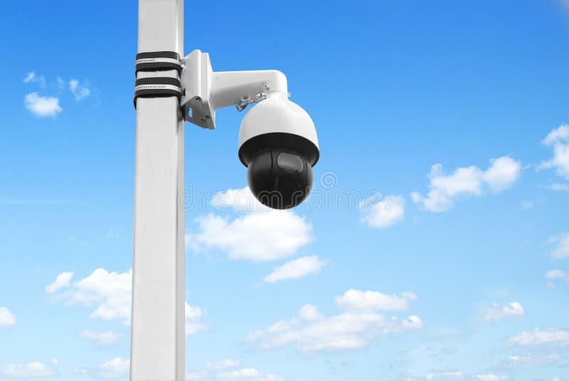 Overview of Surveillance Cameras on a Cloudy Background. Security ...