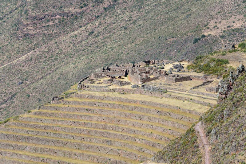 Incan Ruins at Pisac, Peru stock image. Image of ruin - 120741101