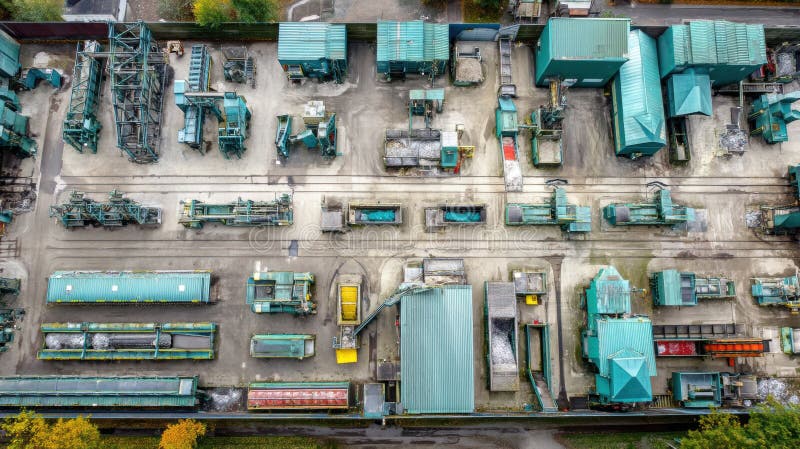 Overview of Waste-Sorting Facility Showcasing Geometric Arrangement and ...