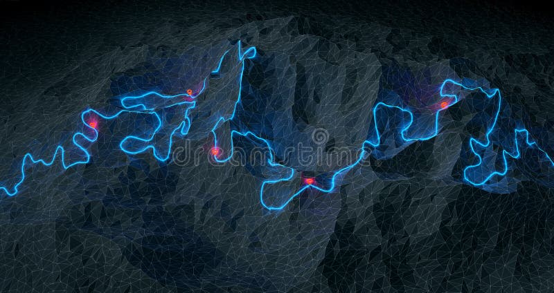 Overview of a Winding Hiking Trail through the Mountains with Waypoints ...