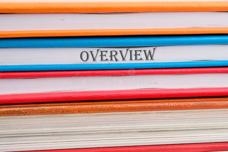 OVERVIEW Written on Notebooks Stacked in a Pile Stock Image - Image of ...