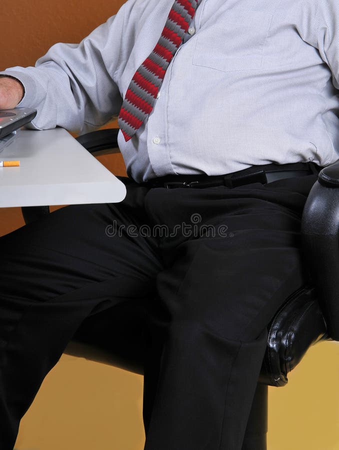 Overweight Business Man at His Desk Stock Photo - Image of posture ...