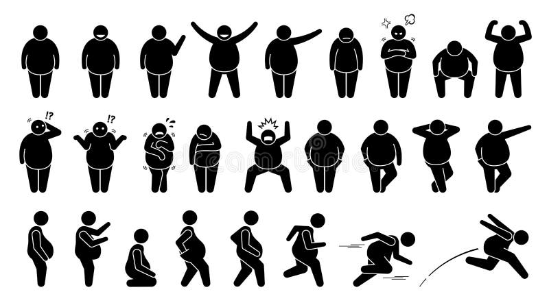 Fat Man Obesity Overweight Pictogram Stock Vector - Illustration of ...