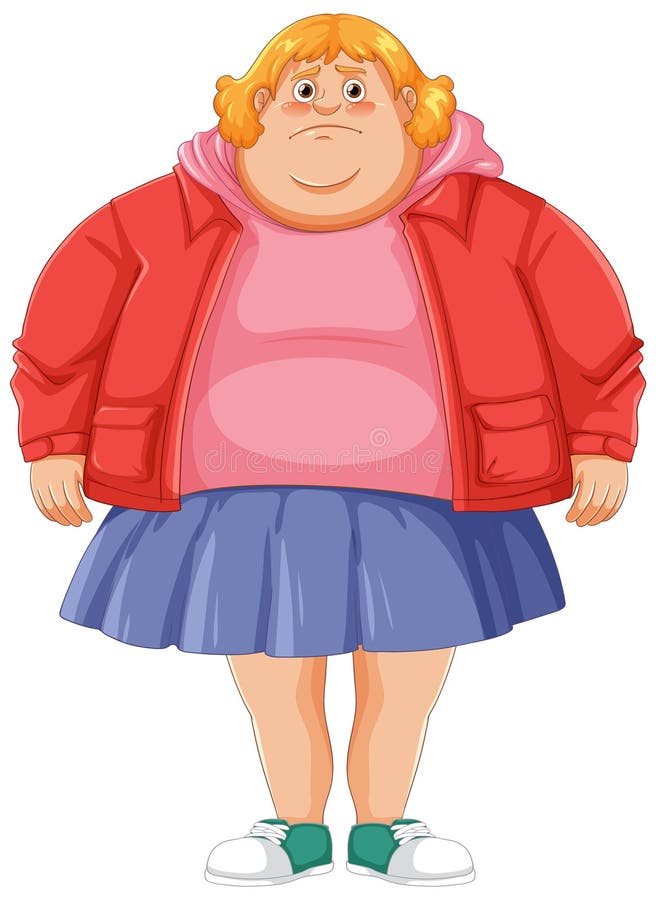 Overweight Female Cartoon Character Stock Vector Illustration Of
