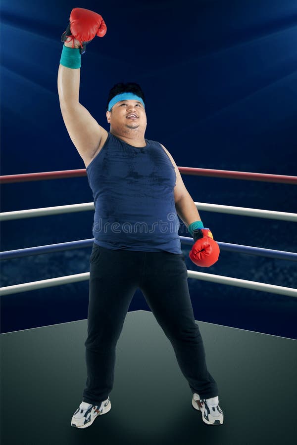 Overweight Man Celebrate Winning 1 Stock Image - Image of competition ...