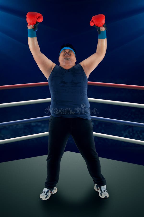 Overweight Man Celebrate Winning Stock Image - Image of fatness ...