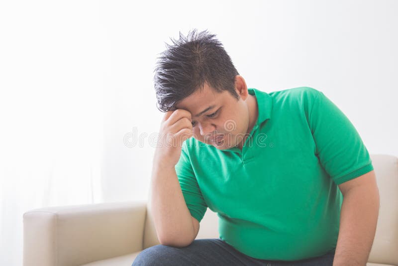 Obese Man Thinking about His Weight Problem Stock Image - Image of ...