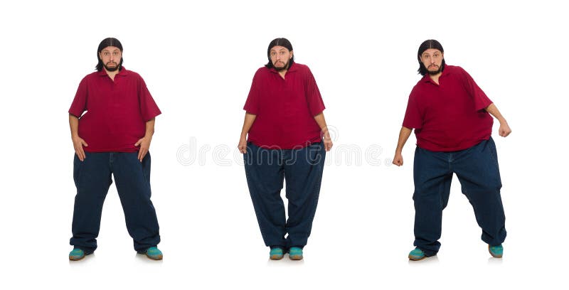 Overweight Man Isolated on the White Stock Photo - Image of healthy ...